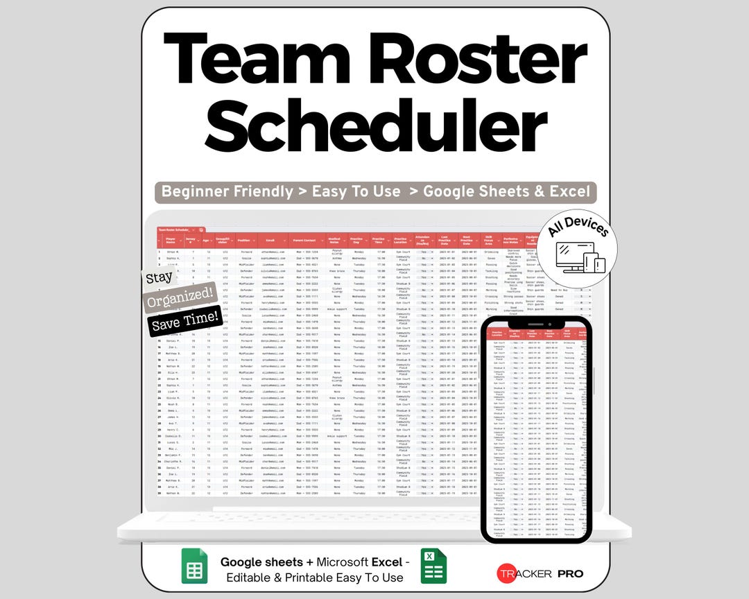 Sports Team Roster, Practice Scheduler Google Sheets, Manage Team ...