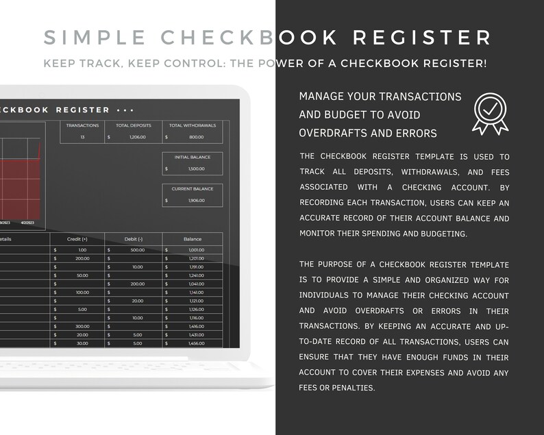 Checkbook Register Excel Spreadsheet, Check Book Register Google Sheets, Check Register Book ...