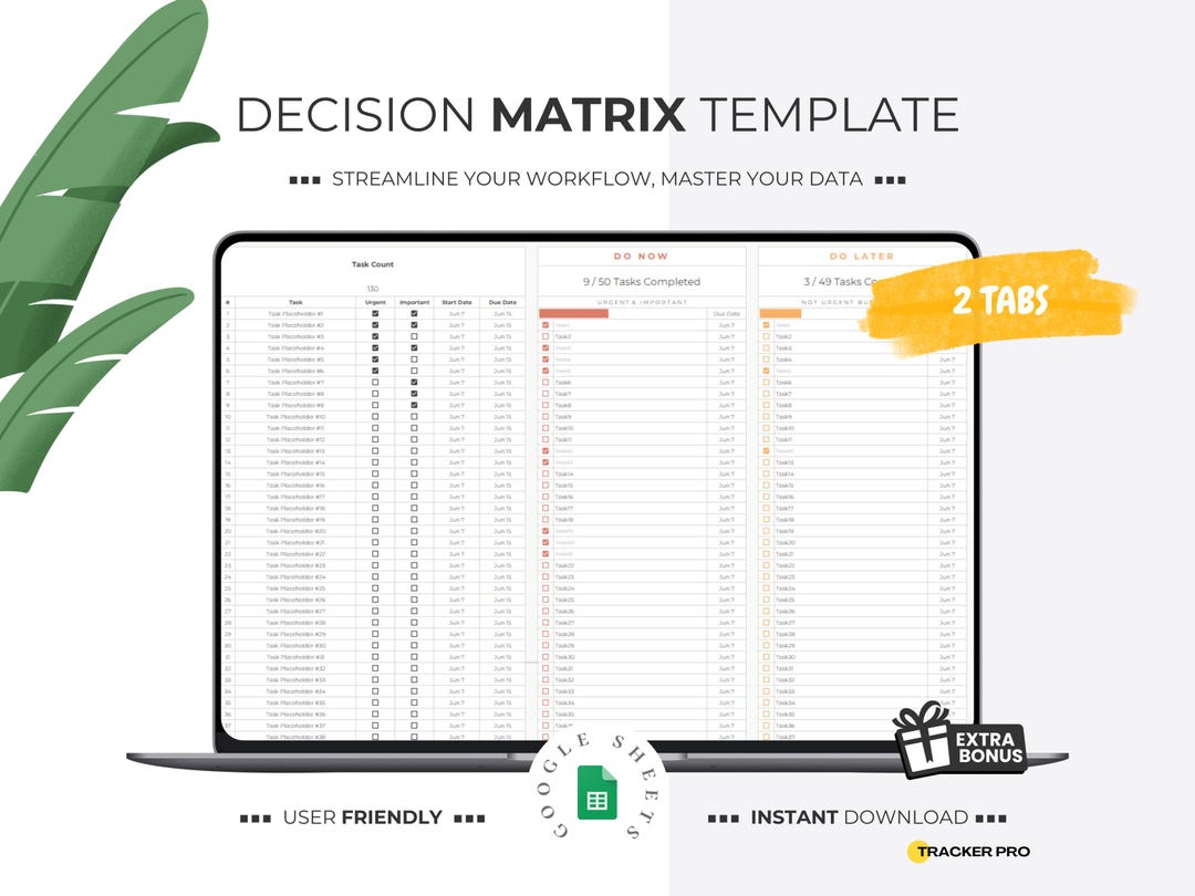 Decision Matrix Template Google Sheets Template, Priority Task Management, Spreadsheet Tasks ...