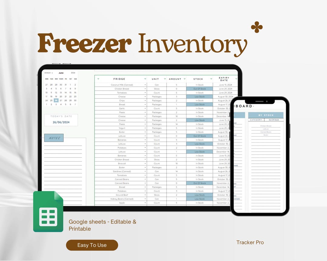 Freezer Inventory Template, Freezer Checklist, Freezer List, Food ...