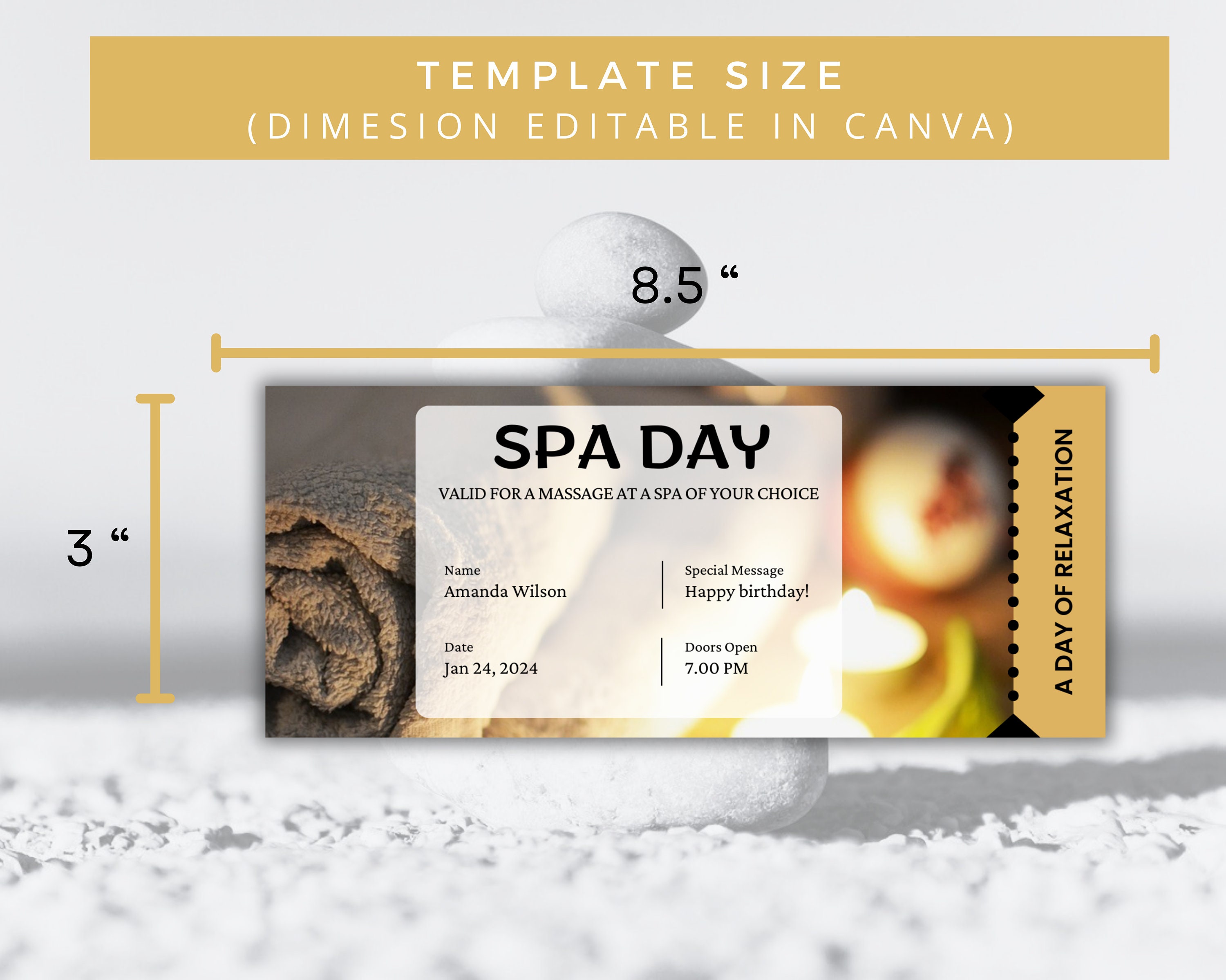 Editable Spa Day Voucher Personalized Massage Coupon Printable Gift ...