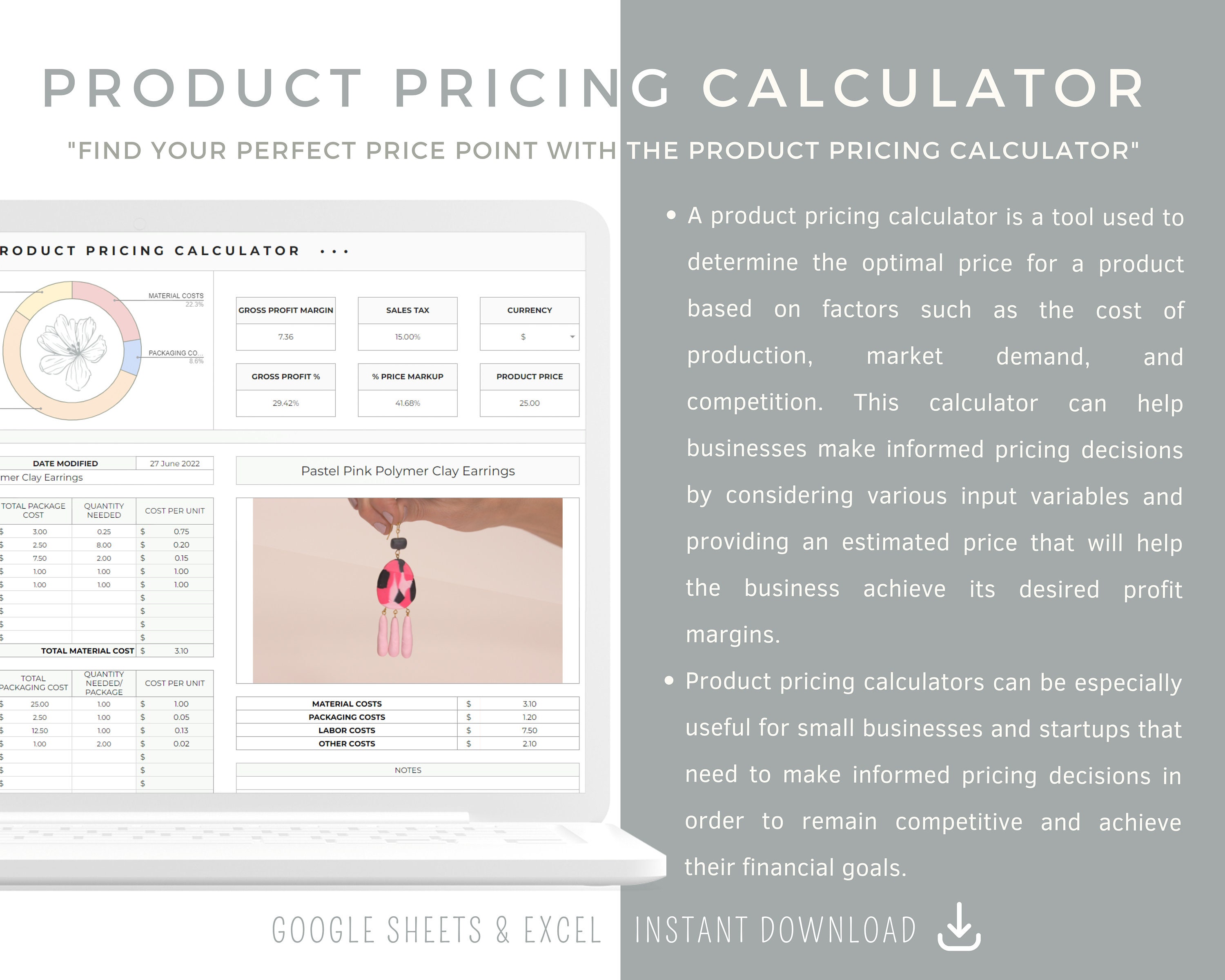 Pricing Calculator Spreadsheet, Price Handmade Products Google Sheet ...
