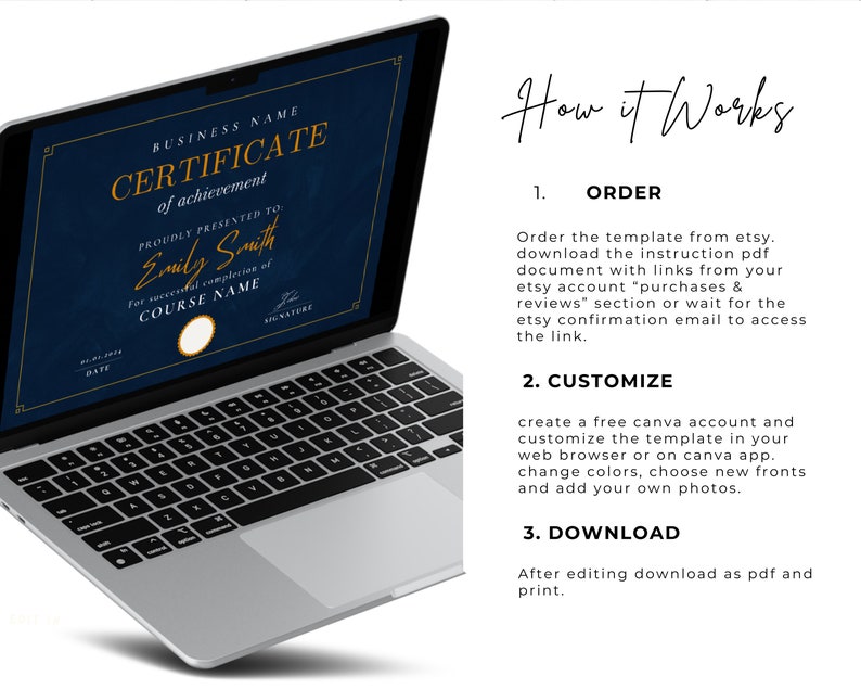 Certificate of Completion Template for Nail Course, INSTANT DOWNLOAD ...