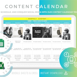 Social Media Content Calendar Google Sheets Template, Social Media ...