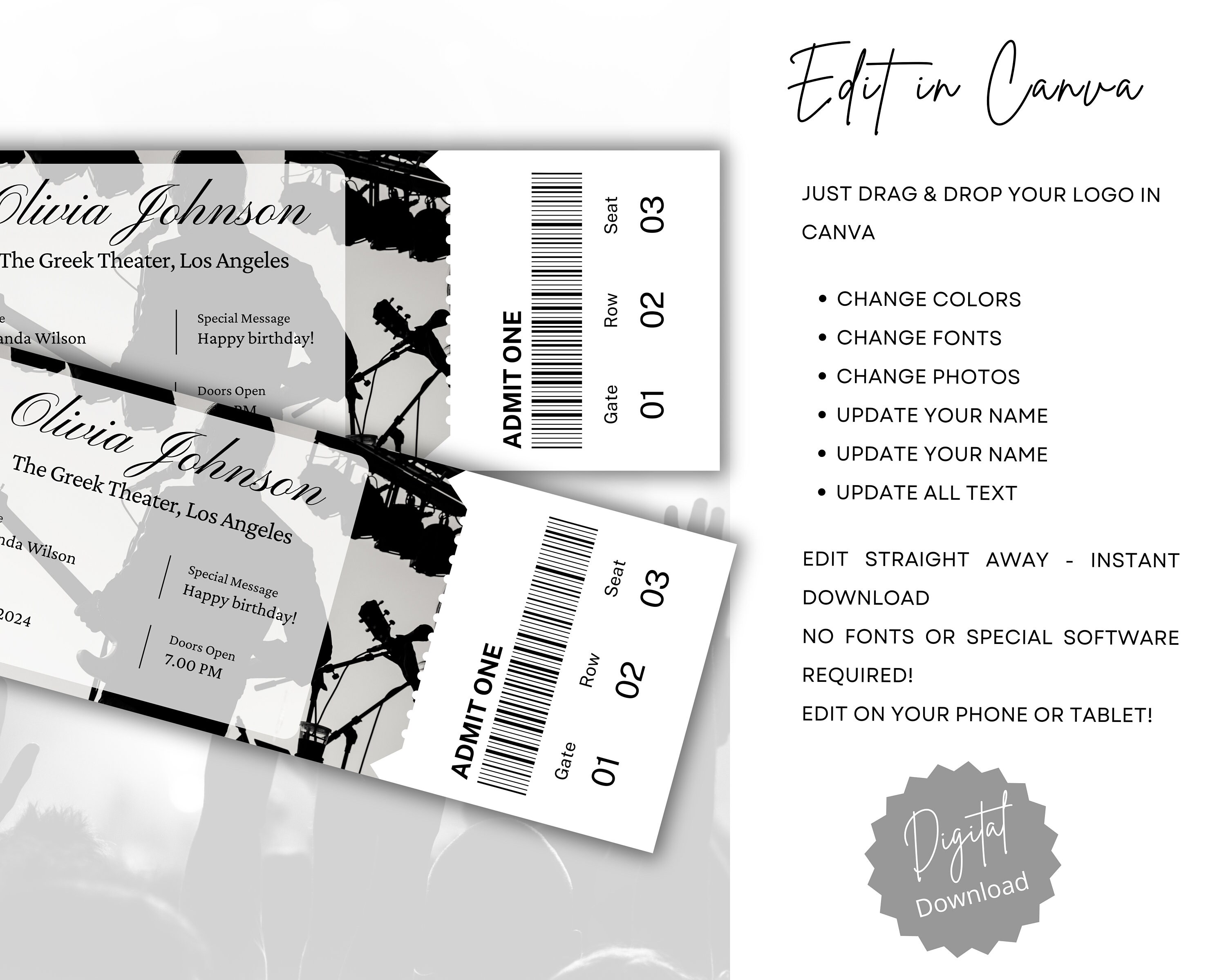 Event Ticket Template EDITABLE DIY Event Printable Surprise - Etsy