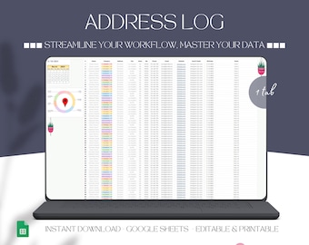 Address Tracker Template Excel Spreadsheet, Address Book, Address Log ...