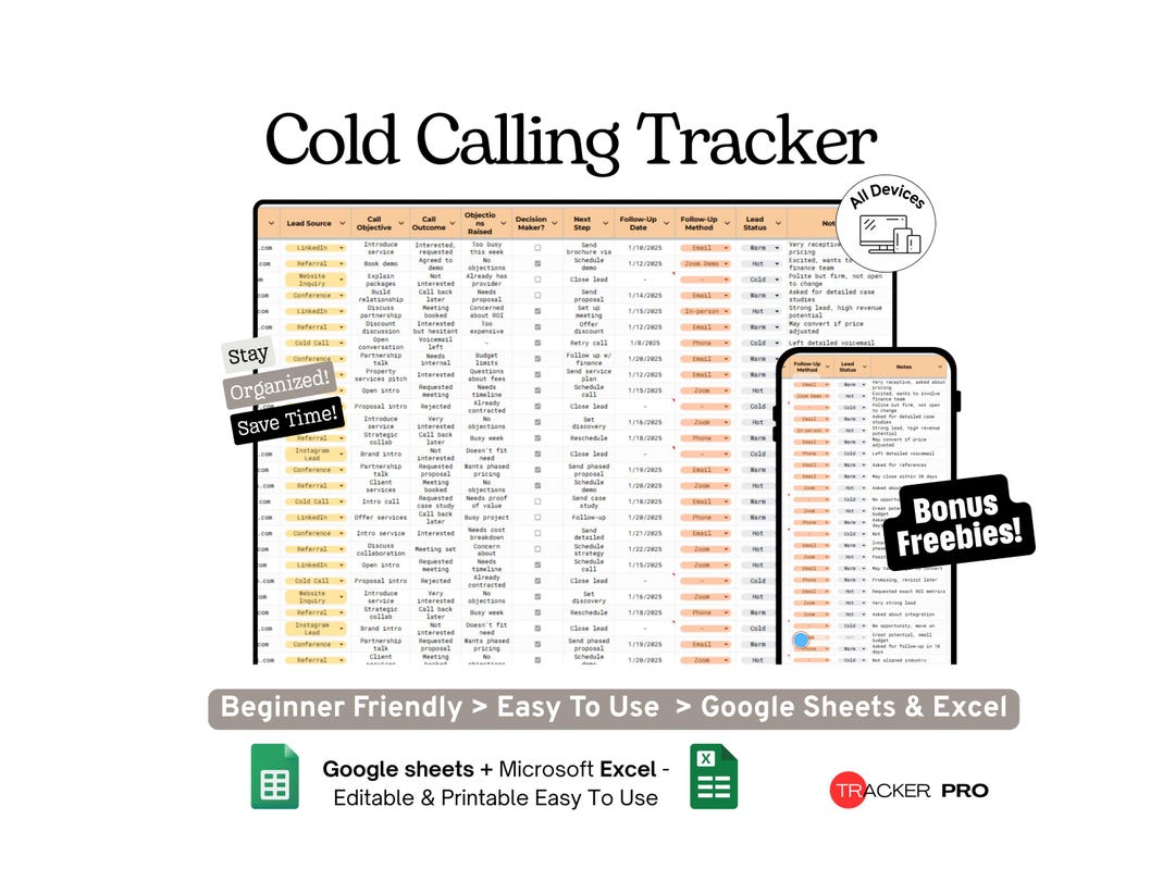 Cold Calling Tracker Google Sheets Template (sales Calls, Leads ...