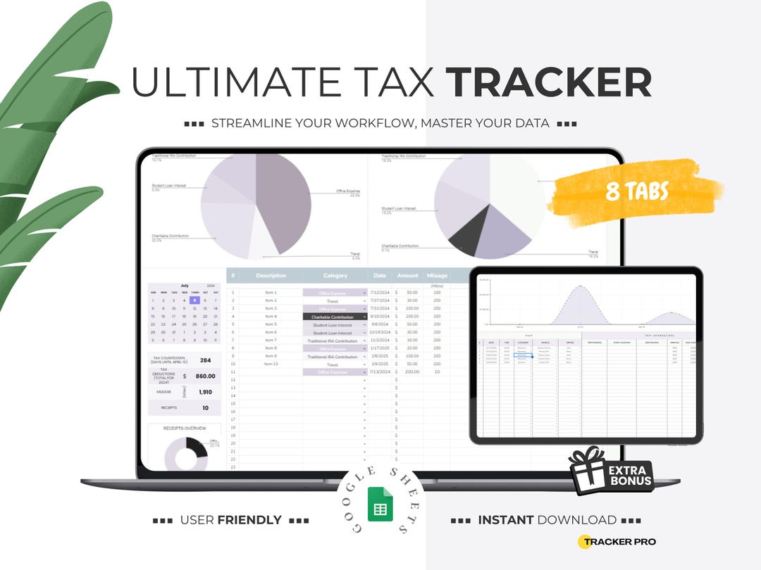 Business Tax Deduction Spreadsheets, 2024 Tax Return Reporting Personal ...