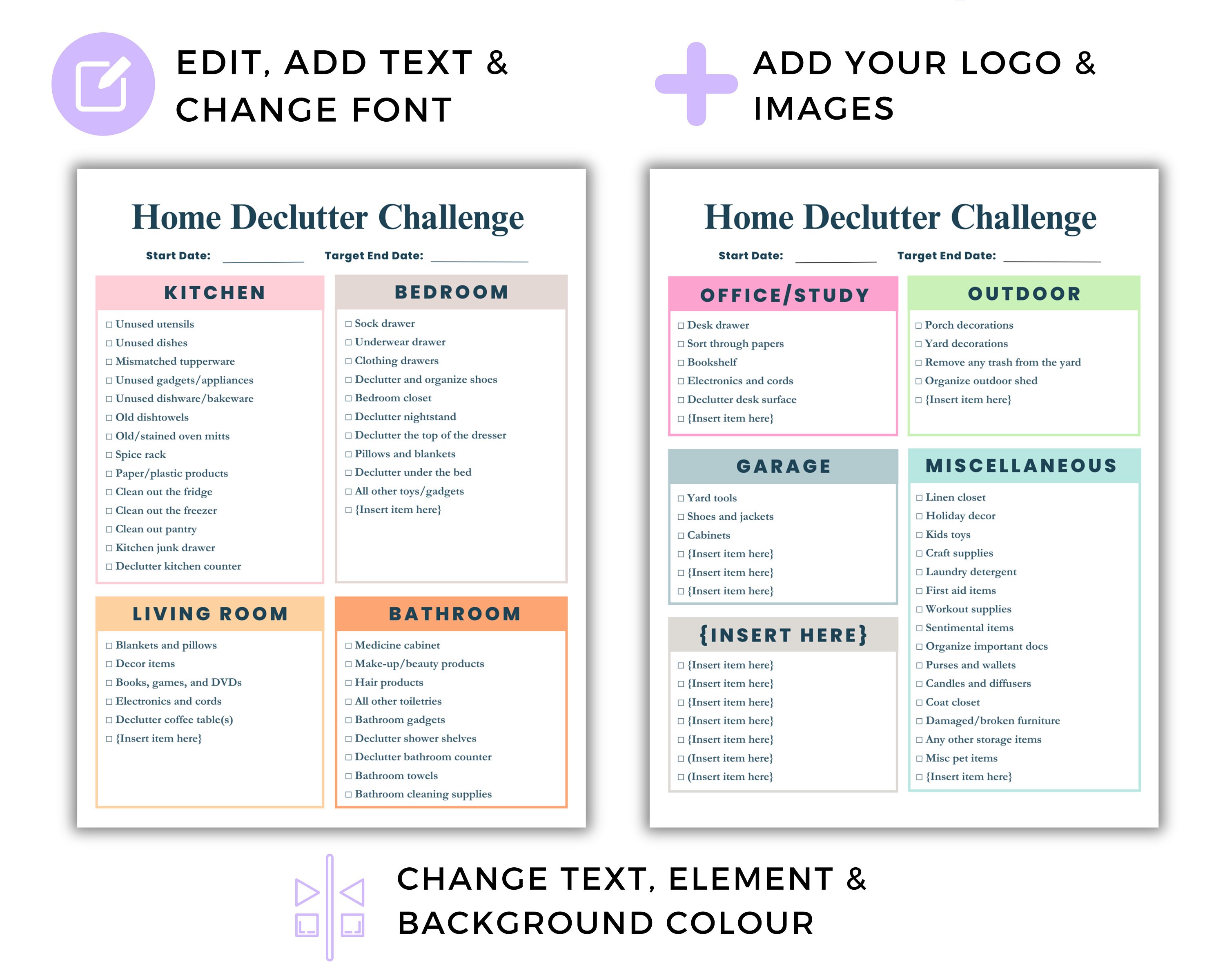 Declutter Checklist Template Editable Cleaning Schedule Declutter ...