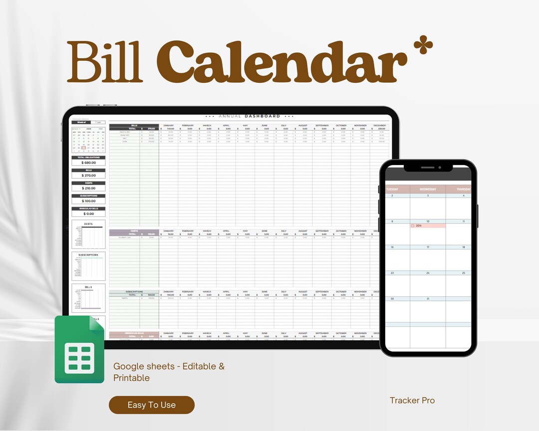 Bill Tracker Spreadsheet Google Sheets Bill Tracker Monthly Bill ...