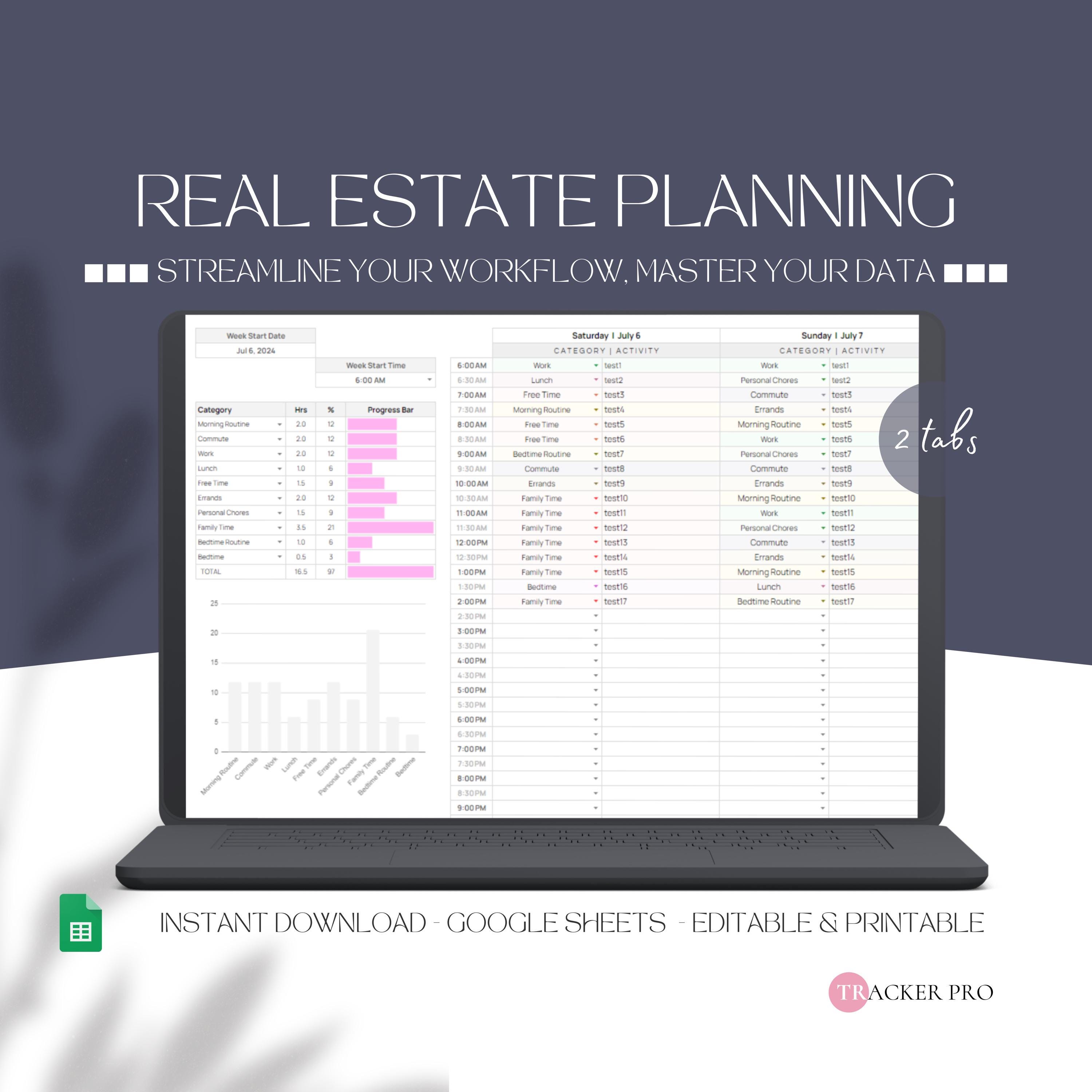 Real Estate Agent Time Blocking Planner Google Sheets Template, Daily ...