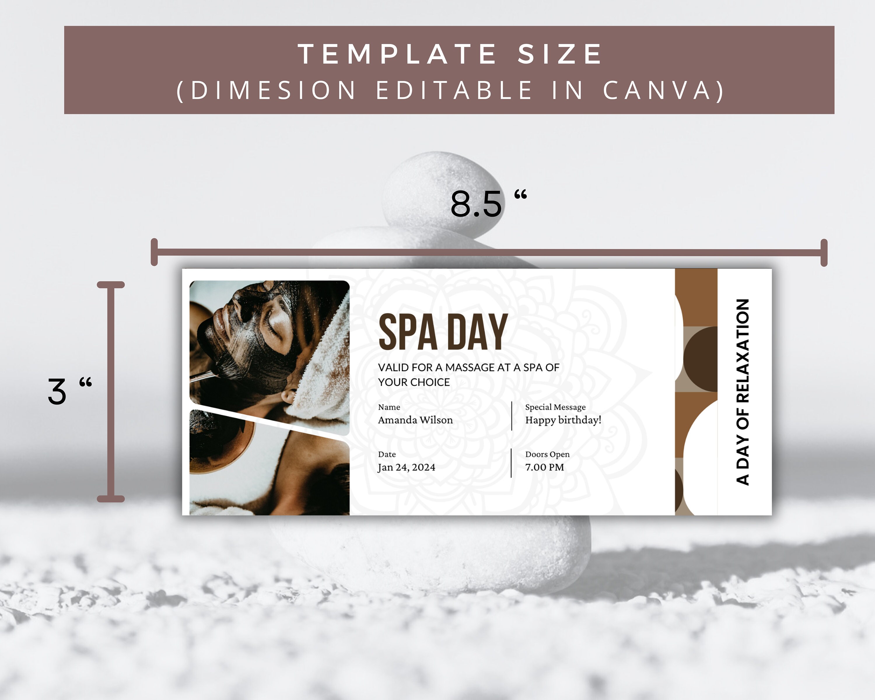 Editable Spa Day Voucher Personalized Massage Coupon Printable Gift ...