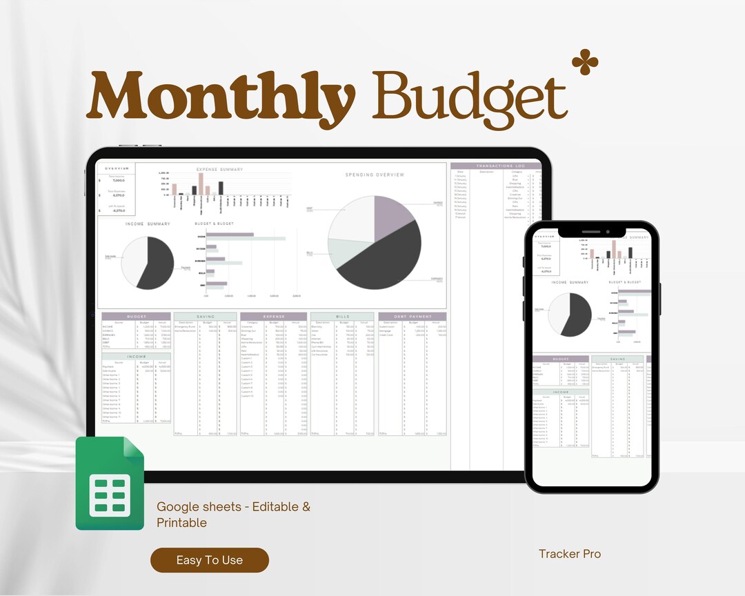 Budget Planner for Google Sheets, Monthly Budget Spreadsheet, Paycheck ...