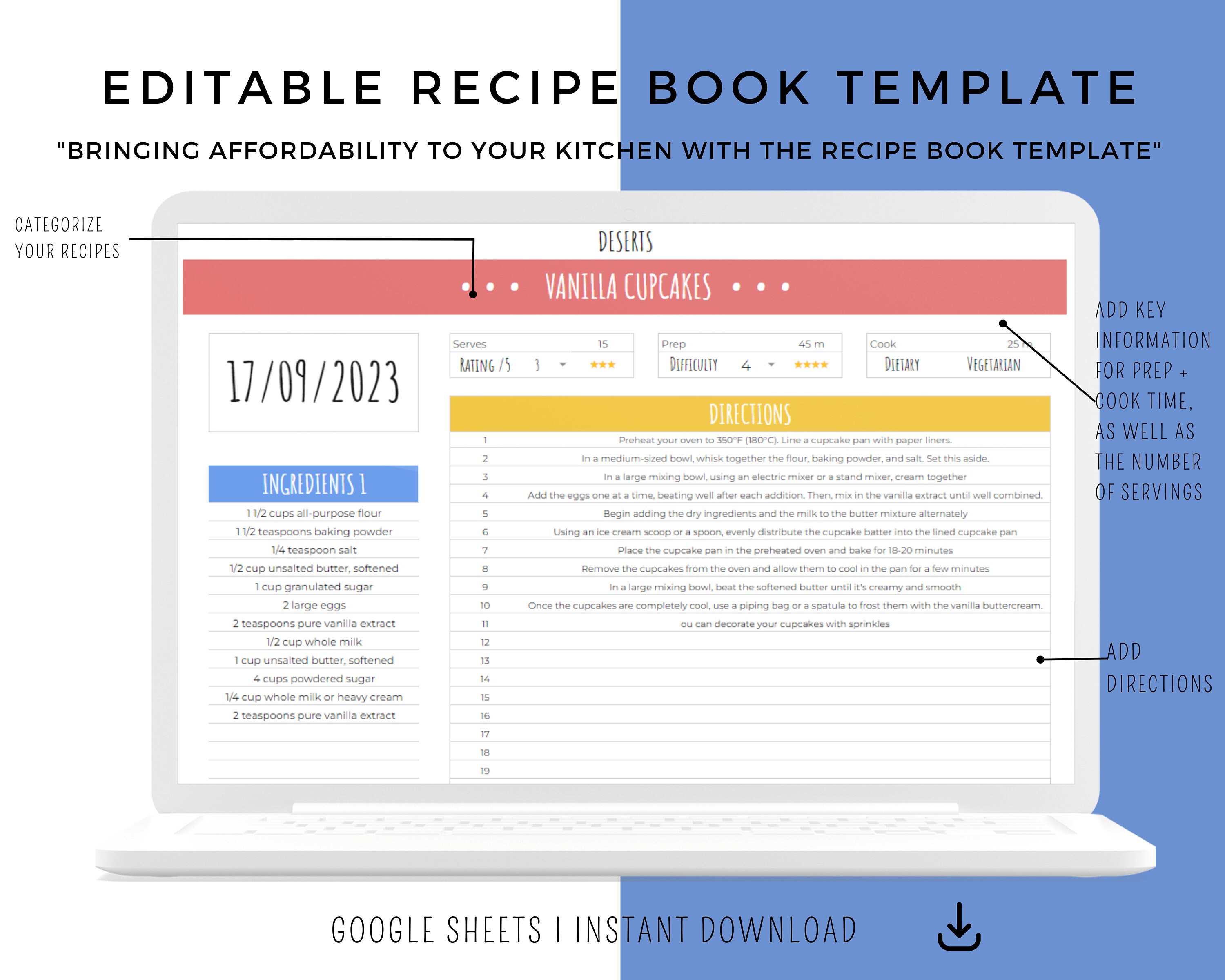 EDITABLE Recipe Sheet Template Recipe Book Template Recipe - Etsy