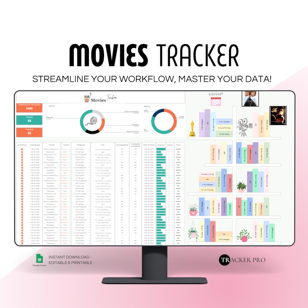 Movie and TV Show Spreadsheet Neutral TV Series Movie Tracker for ...