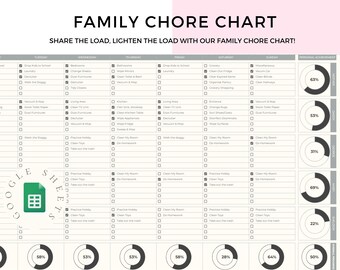 Editable Family Chore Chart Template, Printable Family Planners, Weekly ...