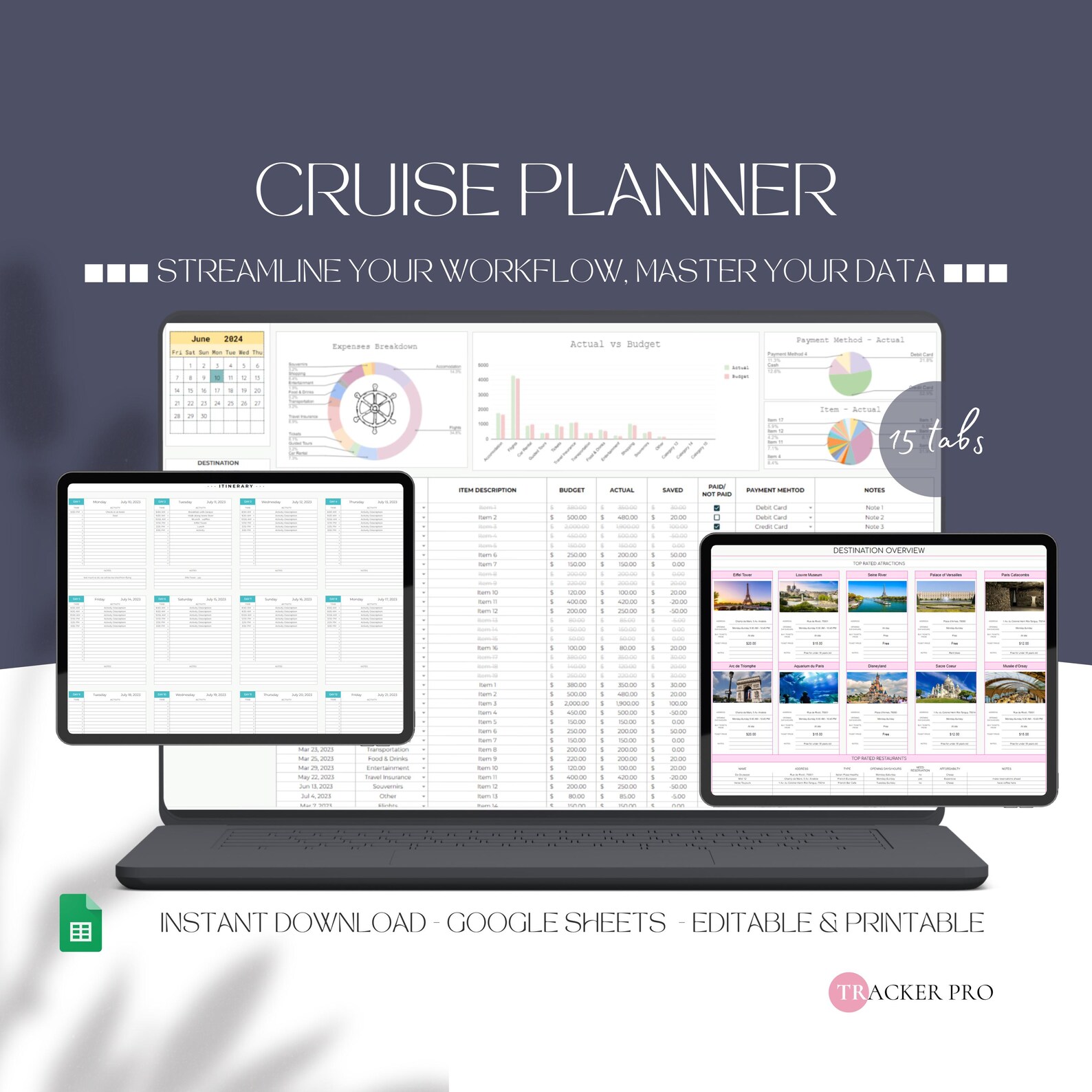 Digital Cruise Planner Spreadsheet, Cruise Packing List, Cruise ...