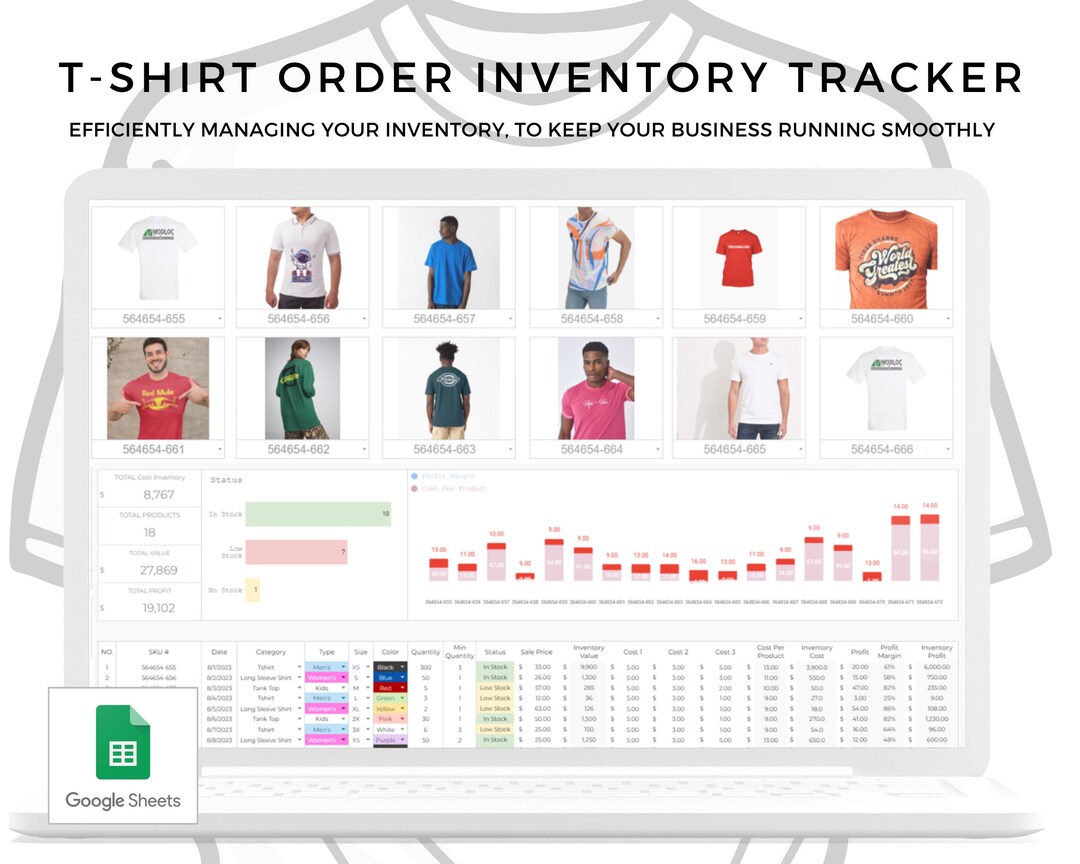 Tshirt Inventory Tracker, Tshirt Inventory Spreadsheet Template, Log ...