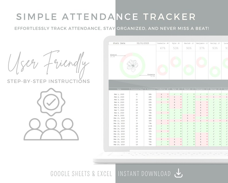 Employee Attendance Template, Attendance Tracker Google Sheets and ...