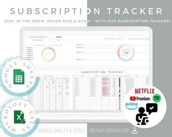 Subscription Tracker Template digital Compatible With - Etsy
