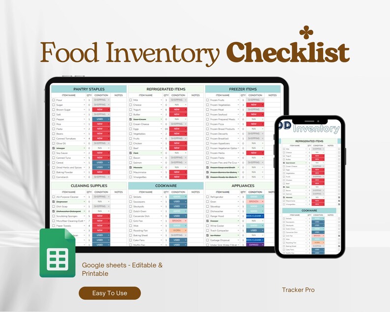 Refrigerator Inventory Template, Refrigerator Checklist, Refrigerator ...