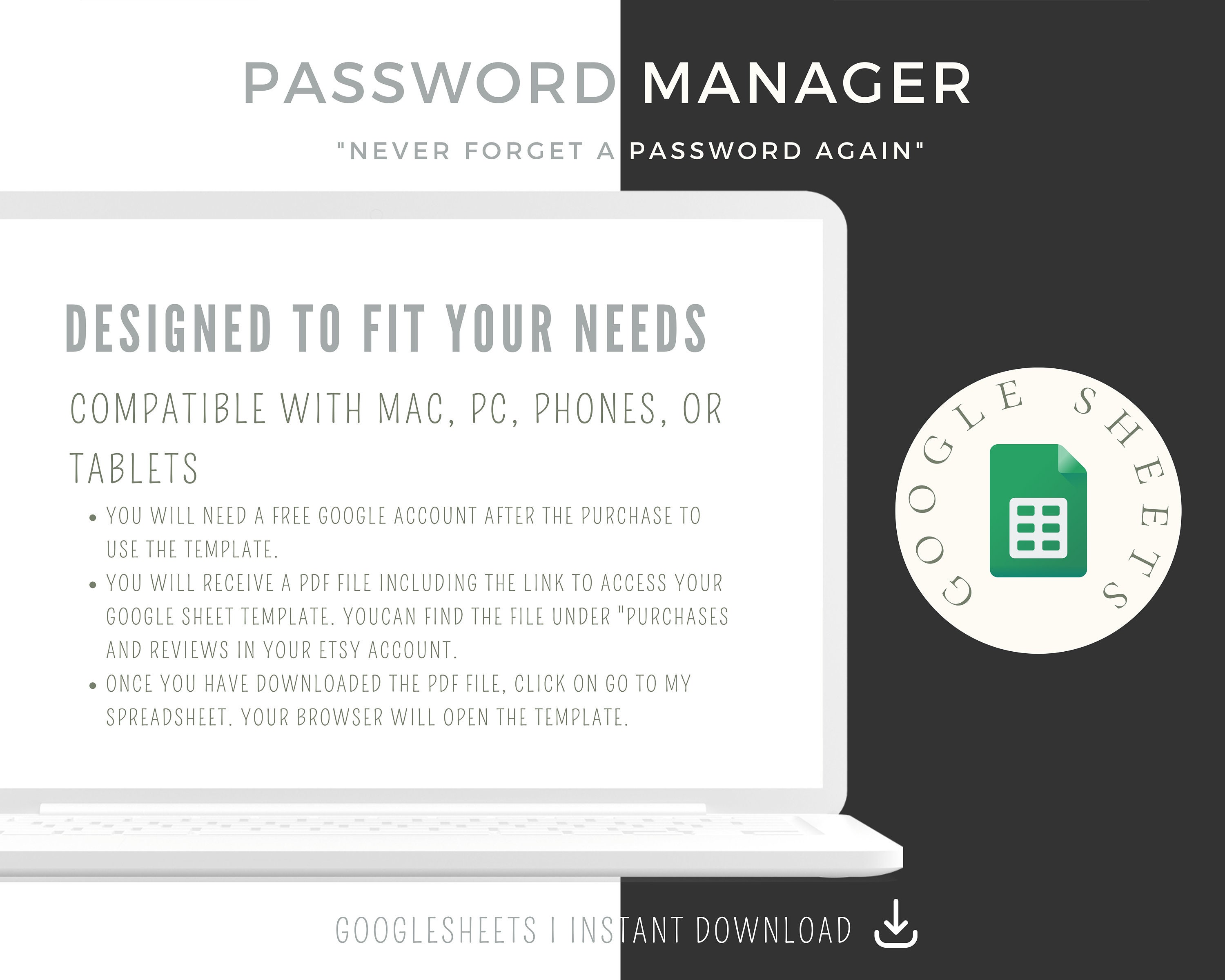 Password Tracker for Google Sheets Password Organizer Spreadsheet ...
