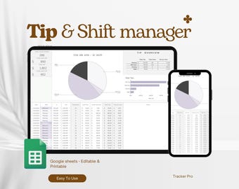 EDITABLE Tip Income Tracker Spreadsheet 2024 Tip Log Tip Shift Tracker Money Tracker Server Tip ...