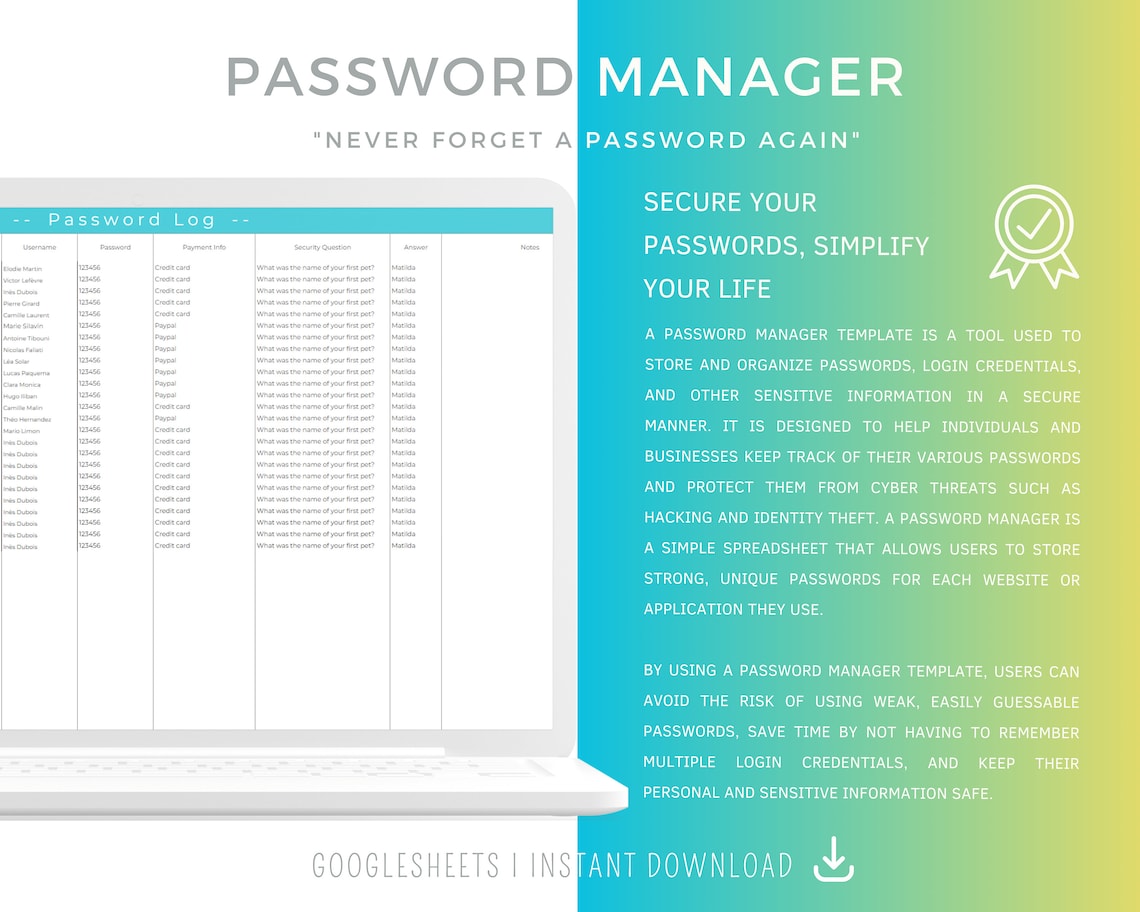 Password Tracker Excel Spreadsheet, Password Tracker Google Sheets ...
