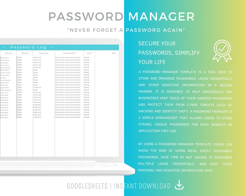 Password Tracker Excel Spreadsheet, Password Tracker Google Sheets ...