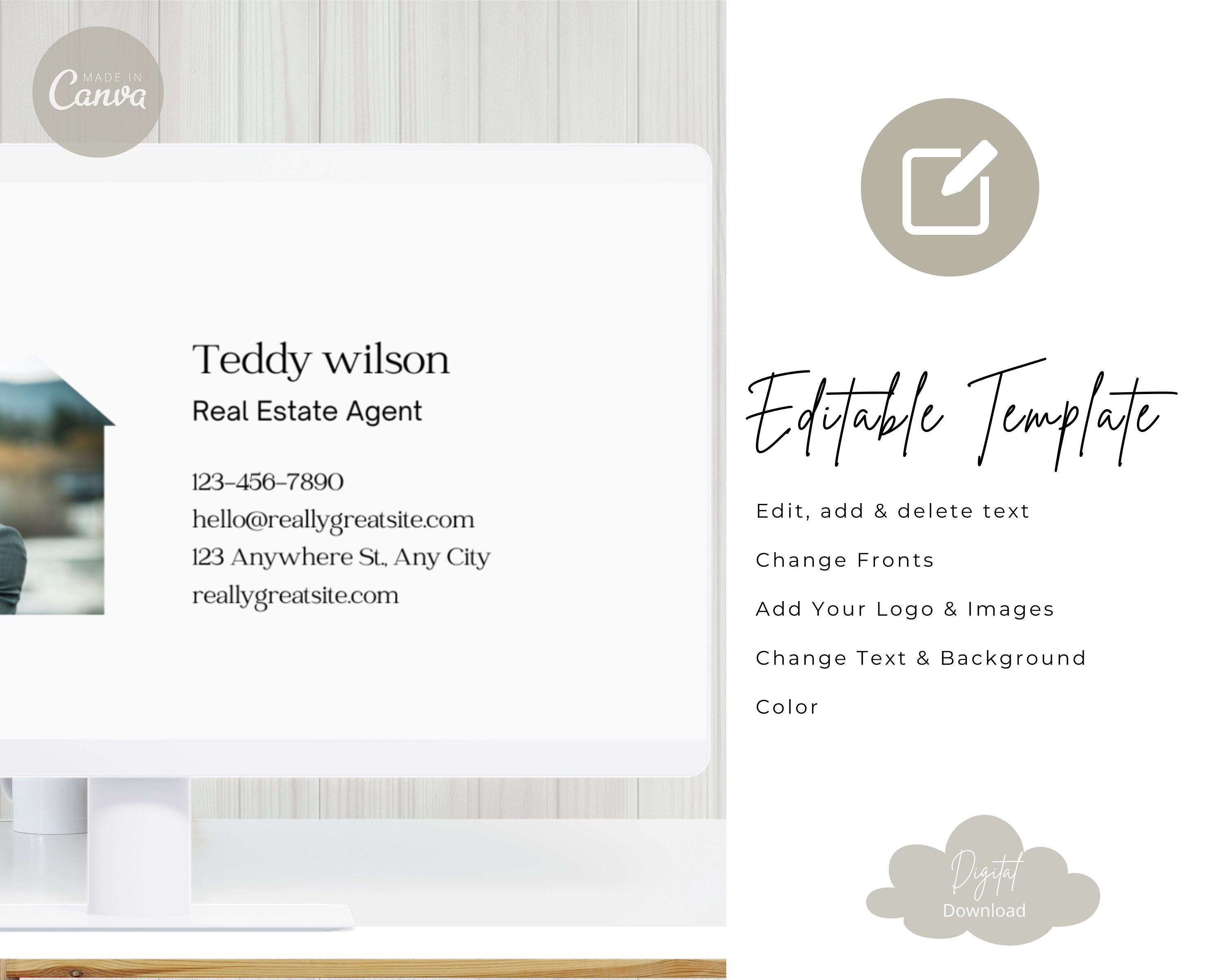 Real Estate Email Signature Template Clickable Link, Gmail Email ...