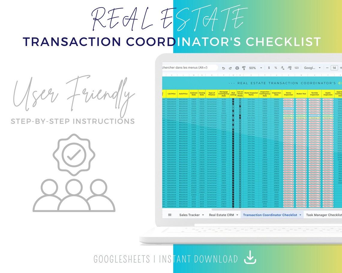 Realtor Transaction Checklist, Real Estate Excel Spreadsheets ...