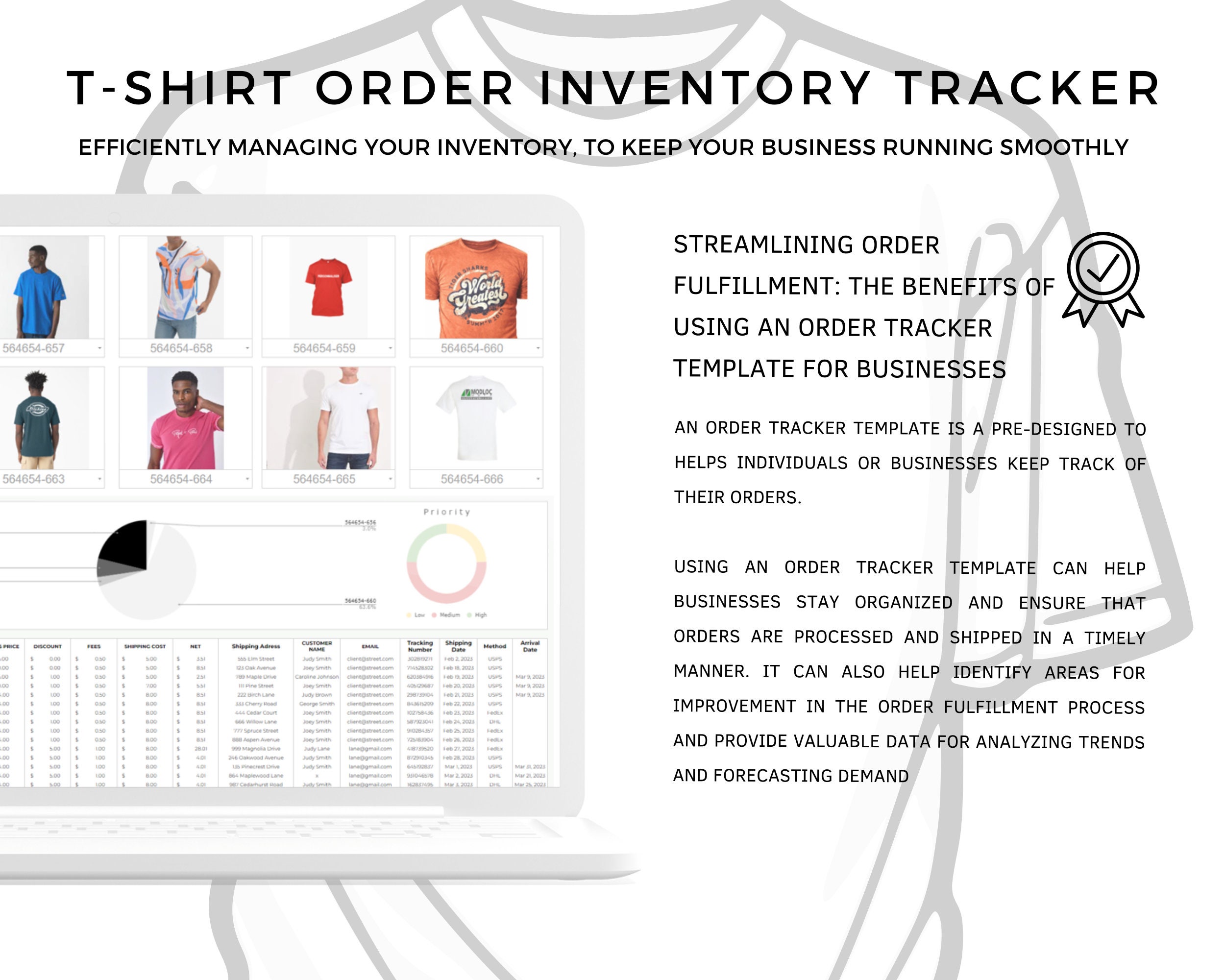 Tshirt Inventory Tracker, Tshirt Inventory Spreadsheet Template, Log ...