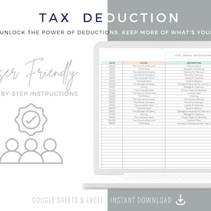 Tax Deduction Tracker Excel Spreadsheet, Editable Tax Deductions List ...