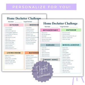 Declutter Checklist Template Editable Cleaning Schedule Declutter ...