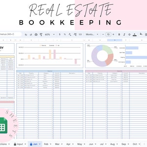 Real Estate Income and Expenses Bookkeeping Spreadsheet, Real Estate ...