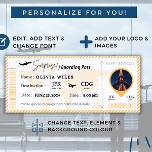 Editable Boarding Pass Template Bundle, Printable Airline Ticket, Plane ...