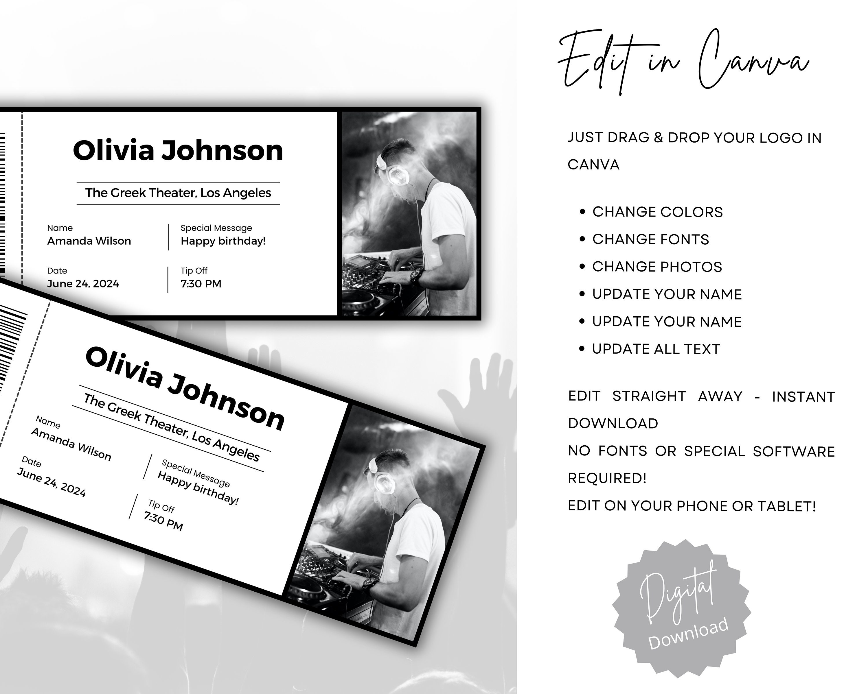 Event Ticket Template EDITABLE DIY Event Printable Surprise - Etsy