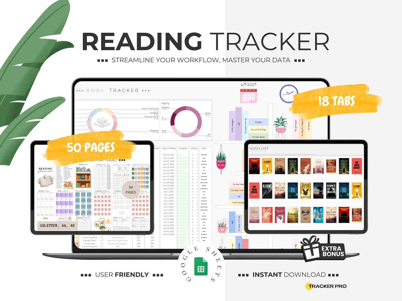 Audiobooks Tracker, Book Tracker Google Sheets, Reading Planner, Book ...
