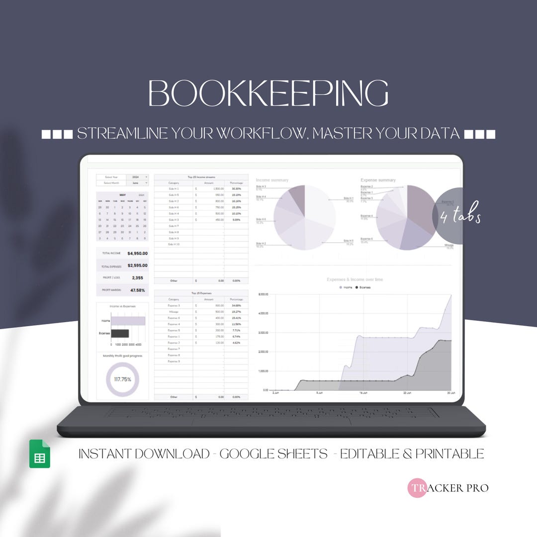 Easy & Simple Bookkeeping Template | Google Sheets | Income and Expense ...