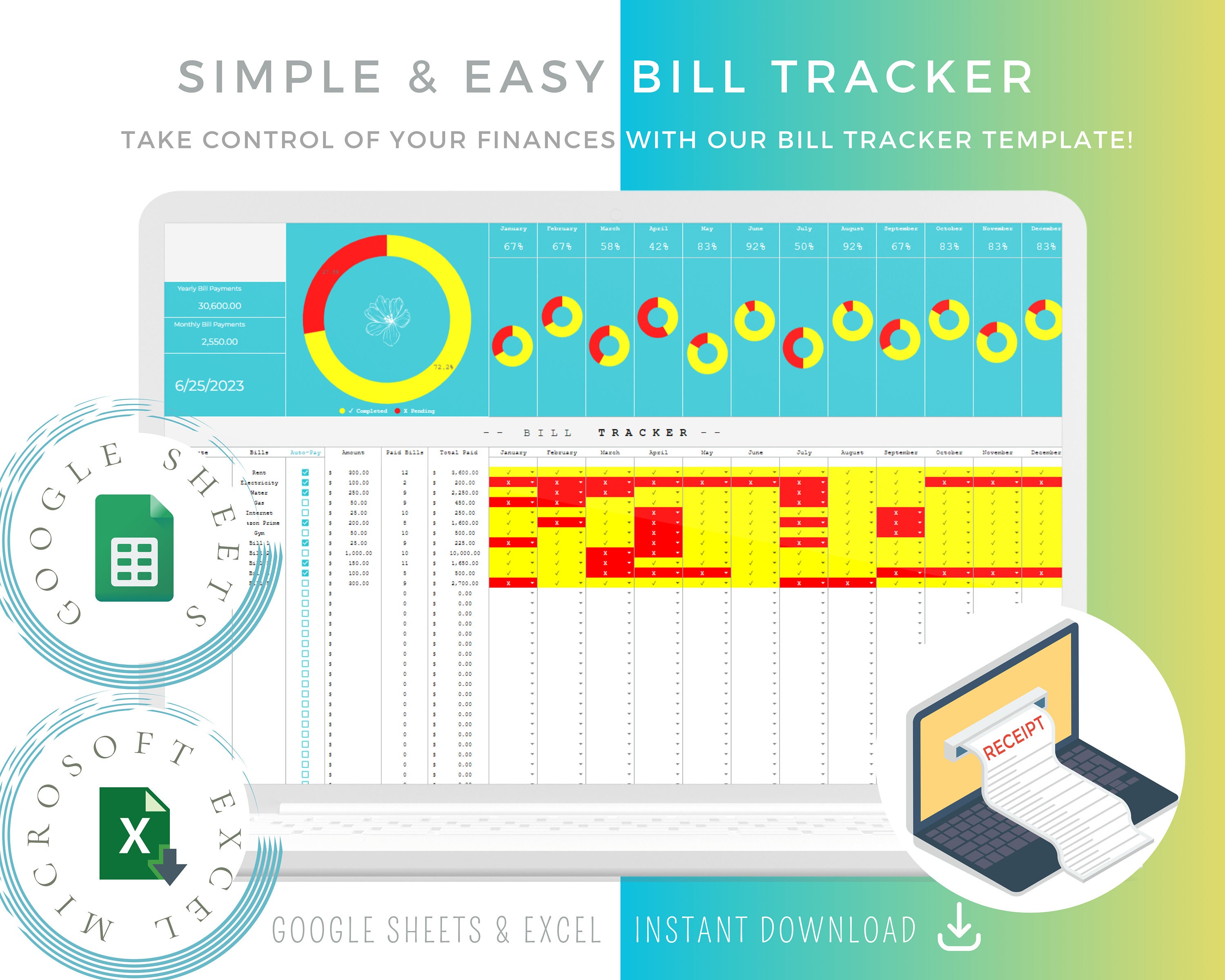 Utility Bill Tracker Excel Spreadsheet, Utilities Tracker Google Sheets ...