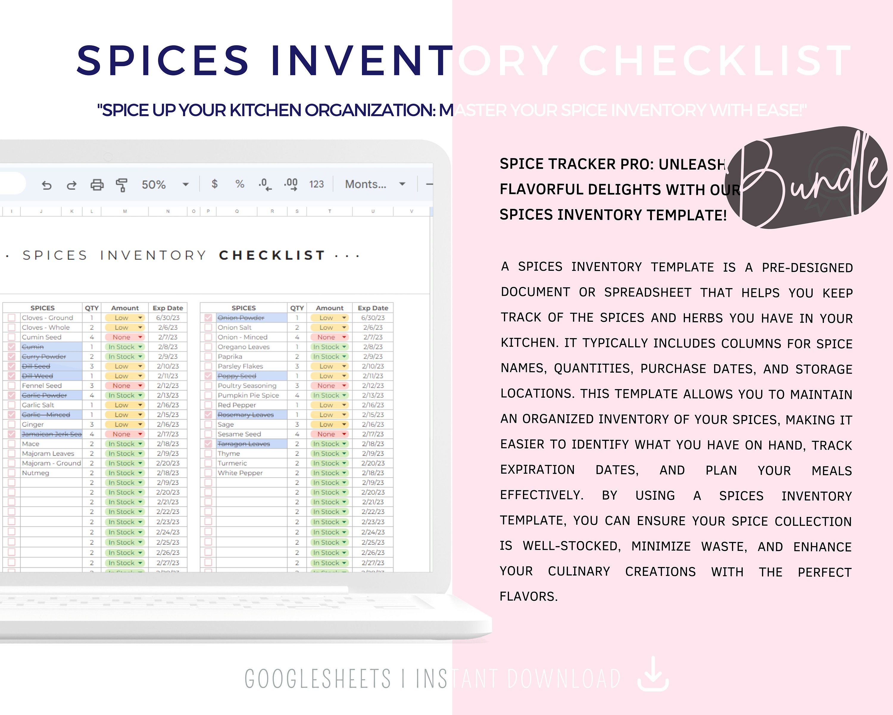 Food Inventory Tracker List, Kitchen Inventory,pantry Inventory ...