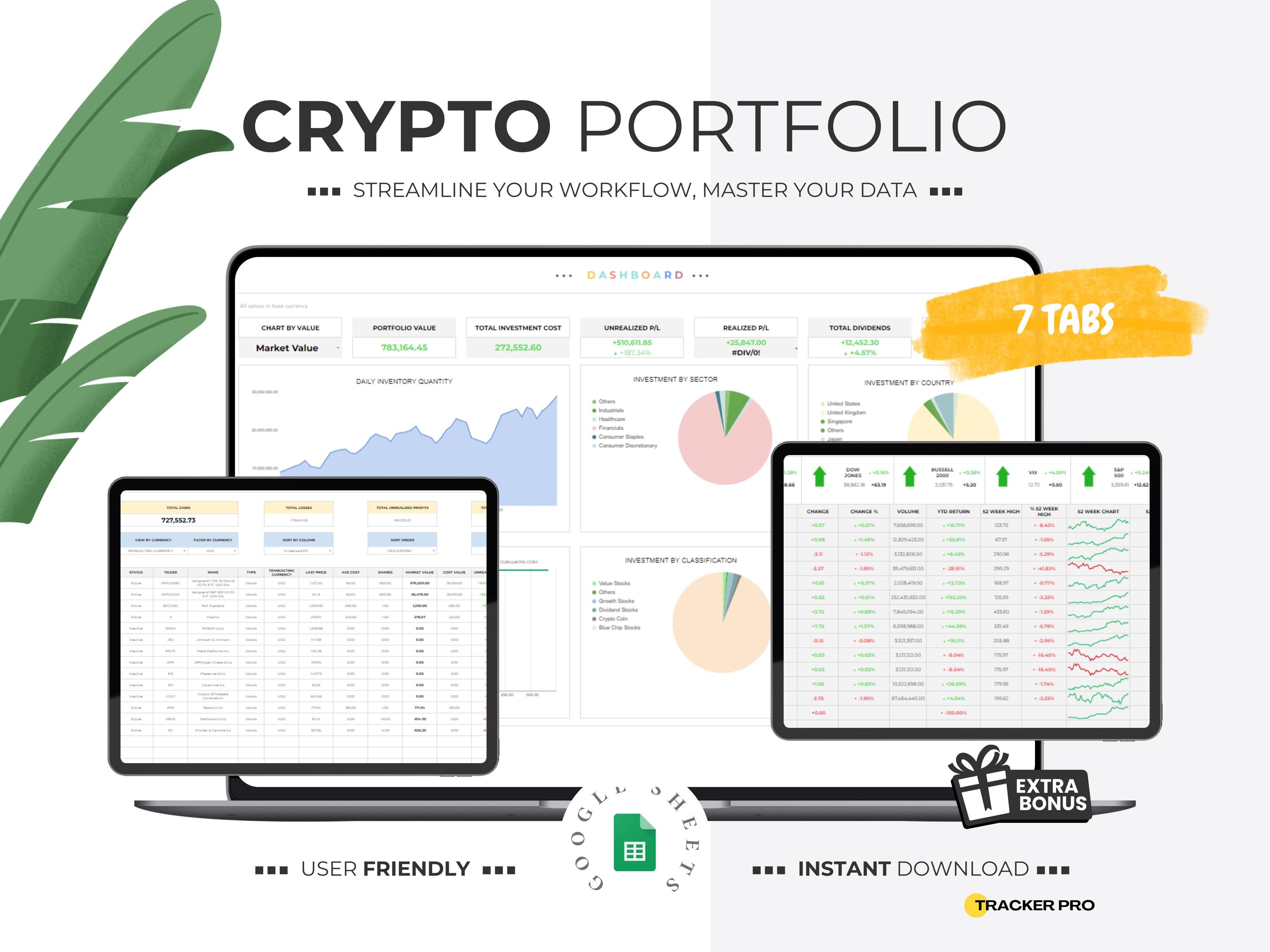Investment Tracker Spreadsheet, Google Sheets and Excel Template ...
