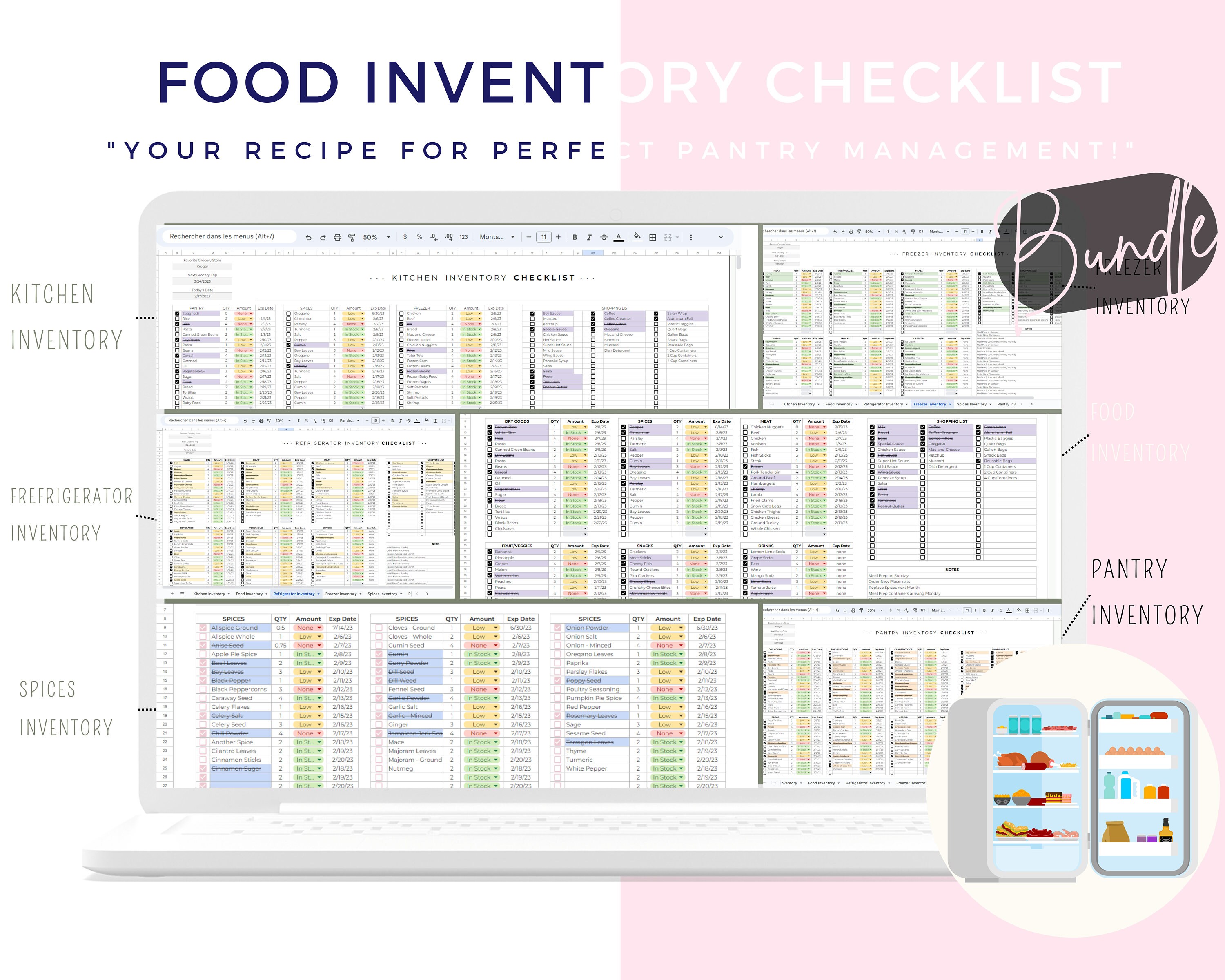 Food Inventory Tracker List, Kitchen Inventory,pantry Inventory ...