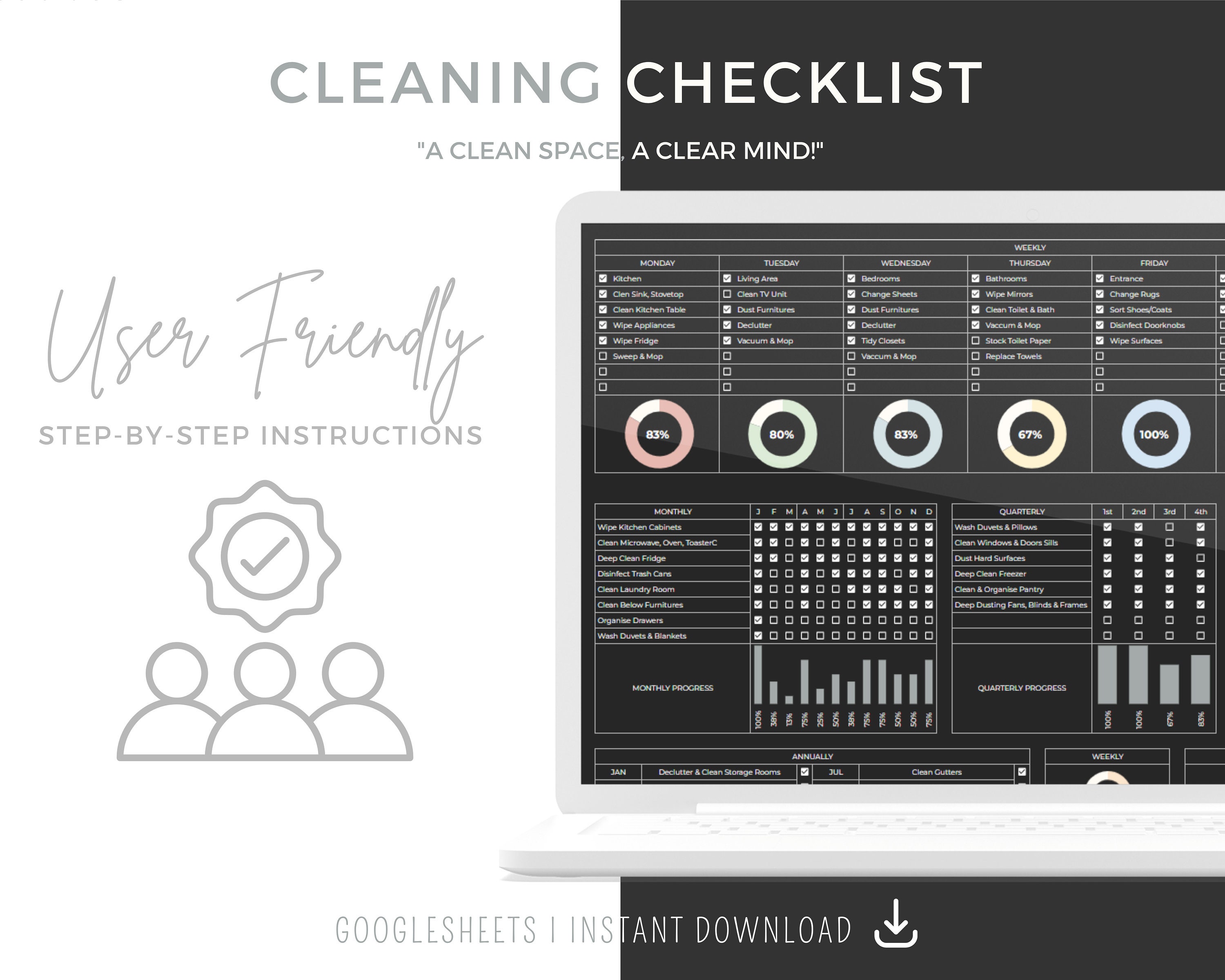 Cleaning Schedule Spreadsheet, Cleaning Checklist, Cleaning Tracker ...