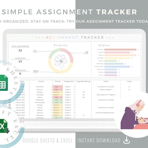 Assignment Tracker Google Sheets and Excel Spreadsheet Template ...