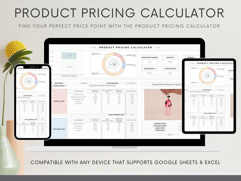 Pricing Calculator Spreadsheet, Price Handmade Products Google Sheet ...