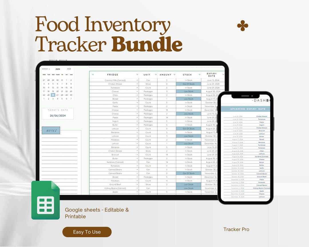Food Inventory Tracker List, Kitchen Inventory,pantry Inventory ...