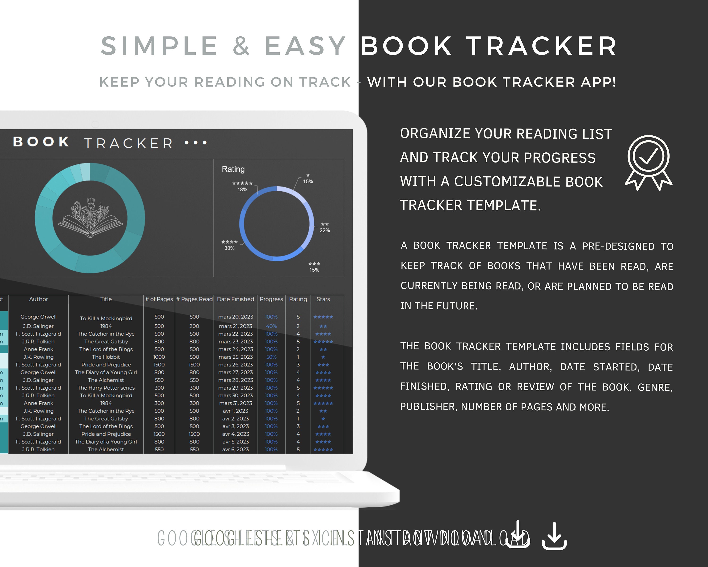 Reading Log Tracker, Book Inventory, Reading Spreadsheet, Google Sheets ...