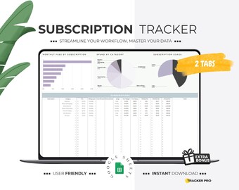 Subscription Tracker Google Sheets, Subscription Tracker Excel ...