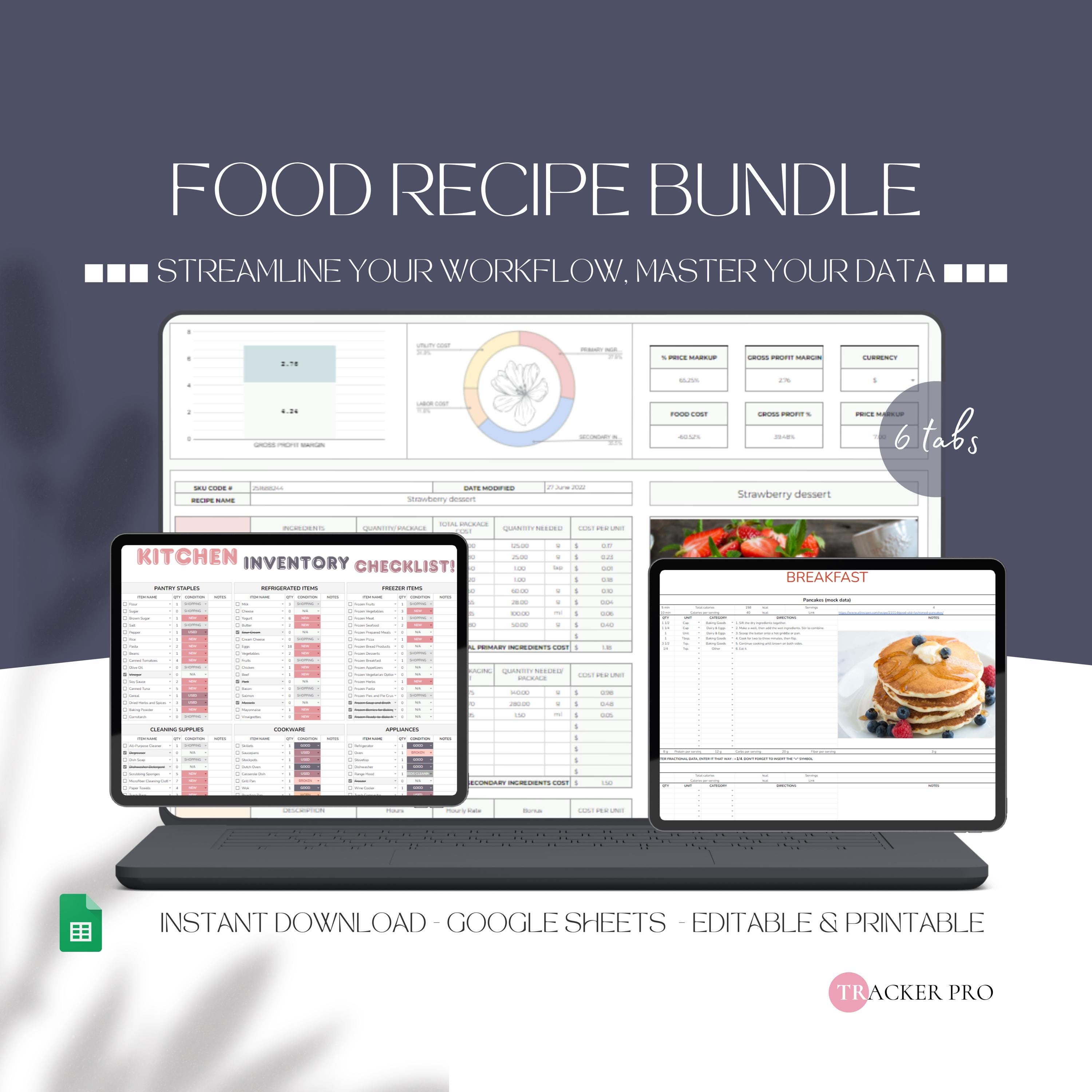 Recipe Cost Calculator for Cooking & Baking, MS Excel, Recipe Price ...